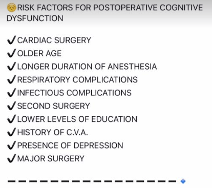 POSTOPERATIVE COGNITIVE DYSFUNCTION – RISK FACTORS – The Lay Medical Man